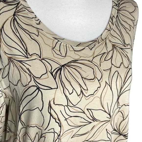JM Collection | Tops | Jm Collection Top Beige Brown Black Floral Print ...